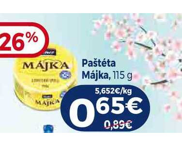 Paštéta Májka, 115 g v akcii | Zlacnene.sk