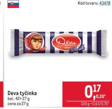 ARCHIV | Deva tyčinka 27g v akcii platné do: 4.1.2022 | Zlacnene.sk