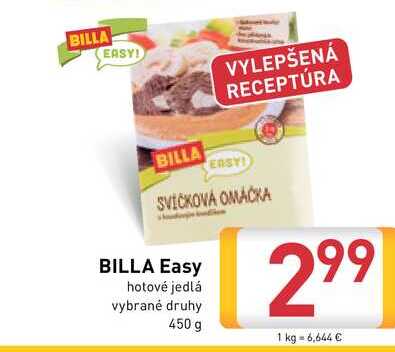 ARCHIV | BILLA Easy 450 g v akcii platné do: 15.2.2022 | Zlacnene.sk