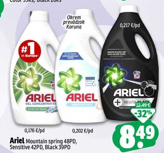 Ariel Mountain spring 48PD, Sensitive 42PD, Black 39PD v akcii ...