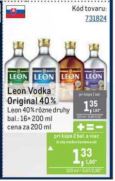 ARCHIV | Leon Vodka Original 40% Leon 40% rôzne druhy 200ml v akcii ...