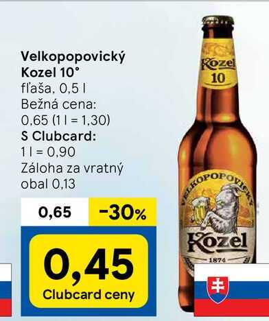 Velkopopovický Kozel svetlé pivo 12% plechovka 0,5 l v akcii | Zlacnene.sk