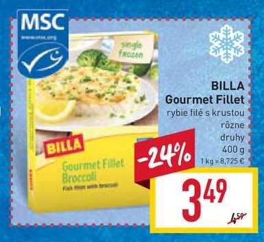 BILLA Gourmet Fillet rybie filé s krustou 400 g v akcii | Zlacnene.sk