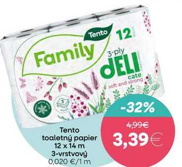Tento Family Delicate toaletný papier, 24 rolí v akcii | Zlacnene.sk